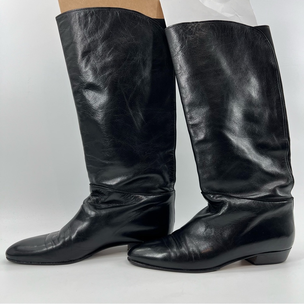 Bally Vintage Italian 80s Slouch Leather Riding Boots… - Gem